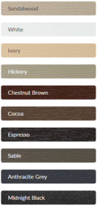 Exterior Colour Swatches – Casement Windows | Lake City Windows & Doors